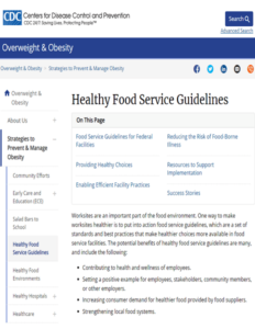 CDC Heathy Foodservice Guidelines website
