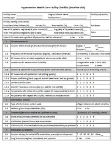 Baseline facility checklist