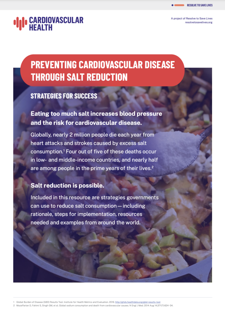 Strategies for salt reduction: Resolve to Save Lives