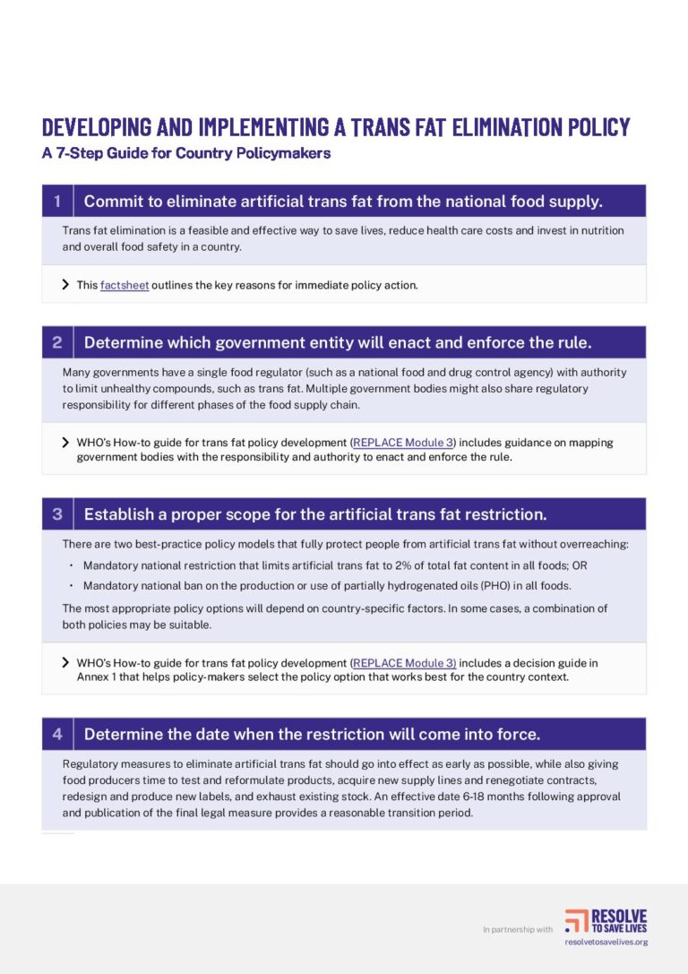Developing and Implementing a Trans Fat Elimination Policy
