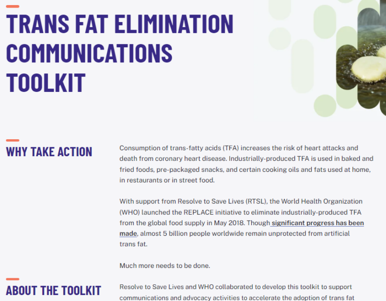 Trans fat elimination communications toolkit