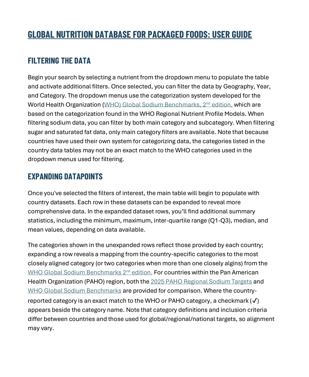 User Guide for RTSL's Global Nutrition Database